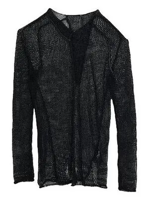 MASNADA MASNADA Black Linen Crewneck Long Sleeve Sweater