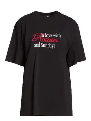 ROTATE BY BIRGER CHRISTENSEN Organic Cotton T-shirt With Embroidered Logo - Black