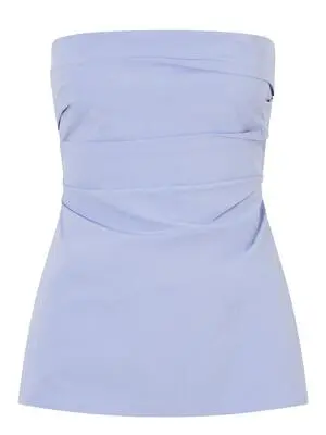 ST. AGNI Strapless Cotton-blend Poplin Top - Blue