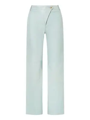 Chloé High-rise Paneled Leather Straight-leg Pants - Blue