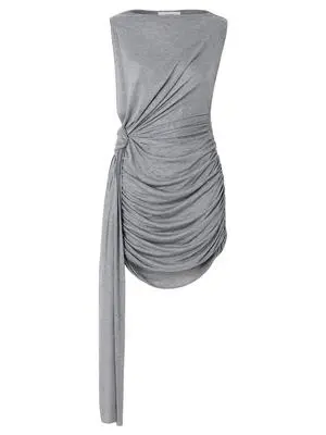 Alex Perry Knotted Draped Ruched Mini Dress - Gray