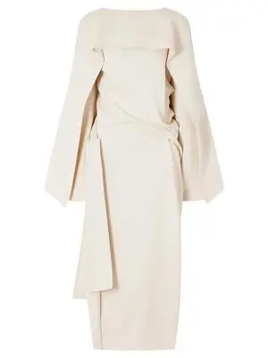 Khaite Yon Scarf-detailed Draped Midi Dress - Neutrals