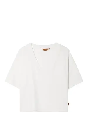 JAMIE HALLER Oversized Cotton-jersey V Tee - White