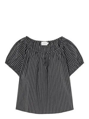 DEIJI STUDIOS Striped Organic Cotton-poplin Top - Gray