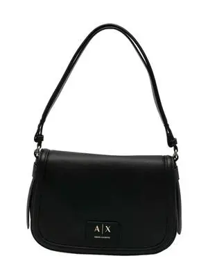 Armani Exchange Logo-plaque Leather Shoulder Bag - Black