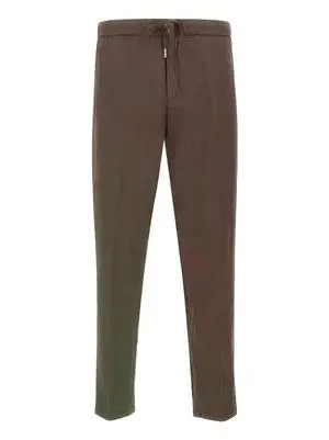 PERFECTION Linen Tapered Trousers - Brown