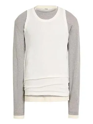 JIL SANDER Layered Cottonjersey Tshirt - Gray