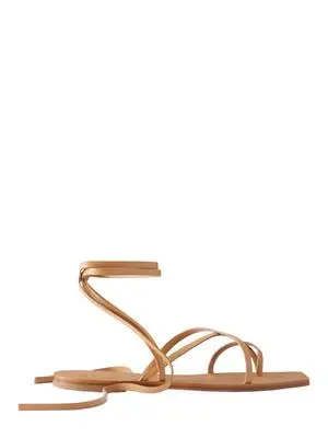 AeydĒ Aeyde Norah Leather Tie Fastening Sandals Camel
