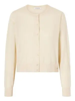 ANINE BING Moni Wool And Cashmere-Blend Cardigan Neutrals