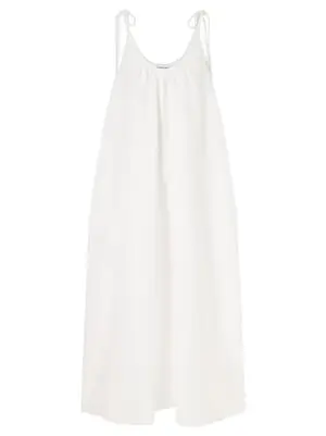 ANINE BING Flora Gathered Lyocell And Linen-blend Maxi Dress - White