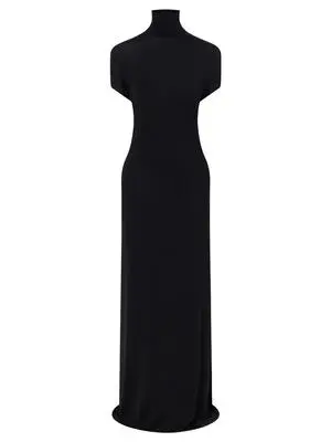 COLLEEN ALLEN Open-back Jersey Turtleneck Gown - Black