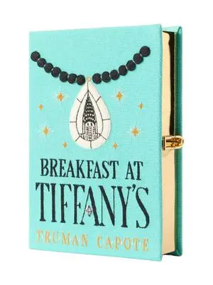 OLYMPIA LE-TAN Breakfast At Tiffany's Appliquéd Embroidered Canvas Clutch - Blue