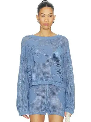 L*Space Island Time Crochet Sweater - Chambray