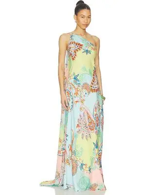 Hemant & Nandita One Shoulder Sash Maxi Dress - Multi