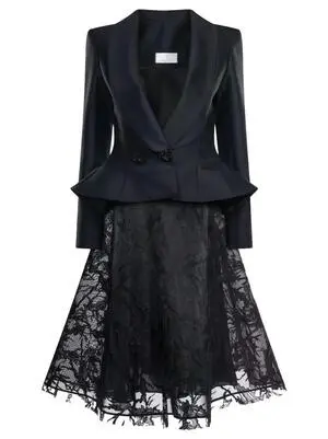 ARAFTU Peplum Lace-patterned Gown - Black