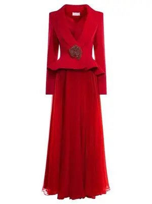 ARAFTU Crystal-embellished Peplum Gown - Red