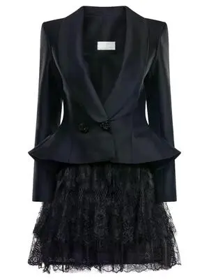 ARAFTU Lace Tiered Peplum Dress - Black