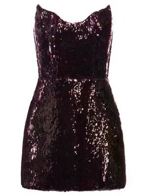 ARAFTU Sequin-embellished Strapless Mini Dress - Red