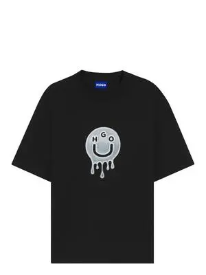 Hugo Logo-artwork T-shirt In Cotton Jersey - Black