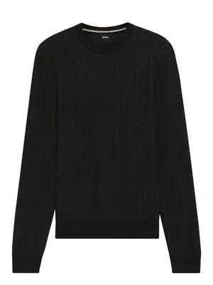 BOSS Herringbone Patterned Sweater - Black