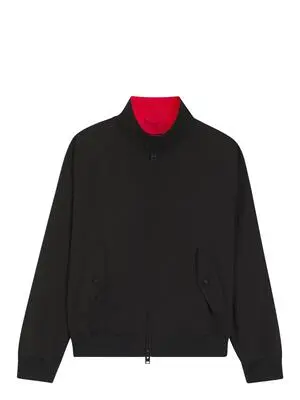 Hugo Twill Bomber Jacket With Stand Collar - Black