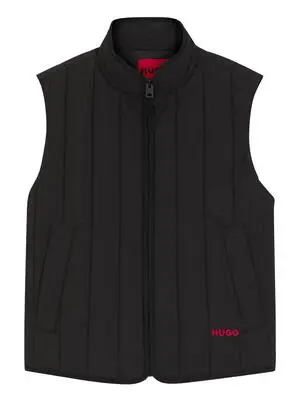 Hugo Lightweight Gilet With Vertical Quilting Black