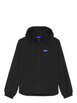 Hugo Logo-patch Windbreaker With Water-repellent Finish - Black