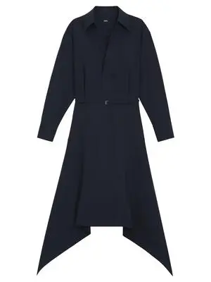 BOSS Cotton-poplin Shirt Dress With Belt - Dark Blue