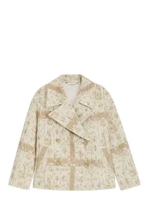 BOSS Check-jacquard Double-breasted Coat - Patterned
