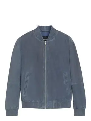 BOSS Regular-fit Suede Jacket - Light Blue