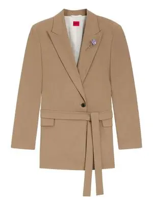 Hugo Regular-fit Blazer In Stretch Melange Fabric - Patterned