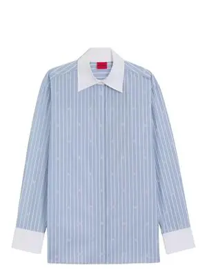 Hugo Oversized Fit Blouse With Stacked Logos - Patterned