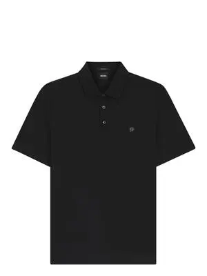 BOSS Mercerized-cotton Polo Shirt With Double B Monogram - Black