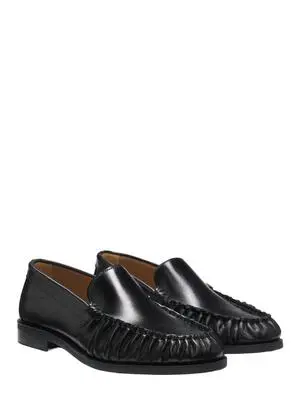 BOSS Leather Moccasins With Ruched Detail - Black