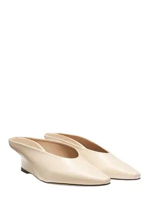 BOSS Leather Wedge Mules - White