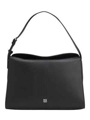 Hugo Stacked-logo Faux Leather Shoulder Bag - Black