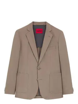 Hugo Slim-fit Jacket In Stretch Cotton - Light Brown