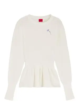 Hugo Cotton Sweater With Detachable Brooch - White