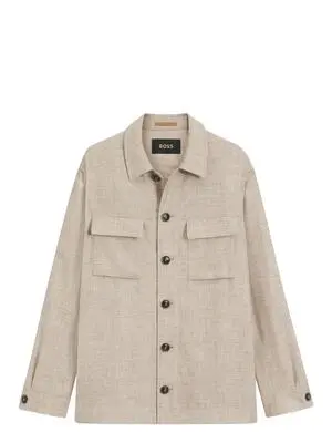 BOSS Regular-fit Overshirt In Virgin Wool - Beige