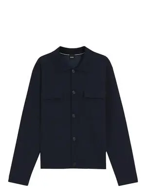 BOSS Regular-fit Cotton Knit Overshirt - Dark Blue