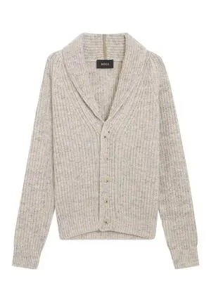 BOSS Knitted Cardigan In Cashmere And Wool - White