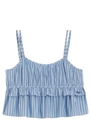BOSS Cotton-poplin Top With Stripes - Patterned