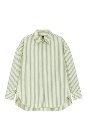 BOSS Striped Cotton Poplin Oversized Blouse - Patterned