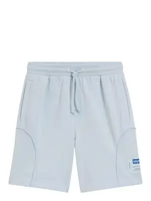 Hugo Cotton Blend Logo-label Shorts - Light Blue