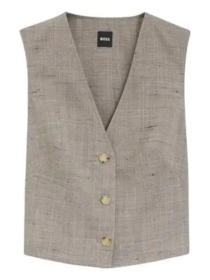 BOSS Wool Blend Cropped Waistcoat - Patterned