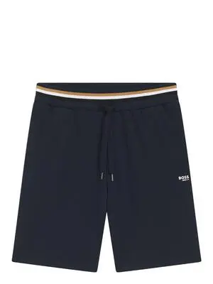 BOSS Logo-print Cotton Terry Shorts - Dark Blue