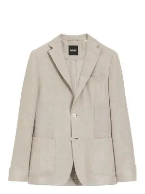 BOSS Slim-fit Jacket In A Linen Blend - Light Grey