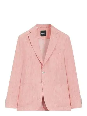 BOSS Slim-fit Jacket In A Linen Blend - Light Pink