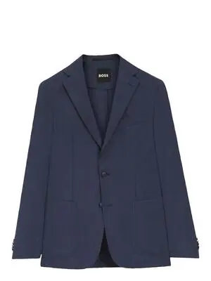BOSS Slim-fit Jacket In Washable Virgin Wool - Light Blue