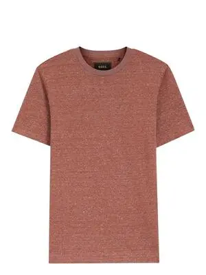 BOSS Mouline T-shirt In Cotton - Brown